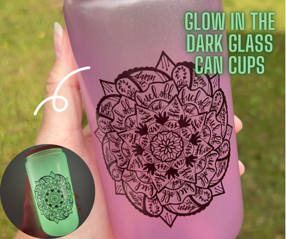 Sweary Mandala Glass Can Cup – Sassy Bitch Designs